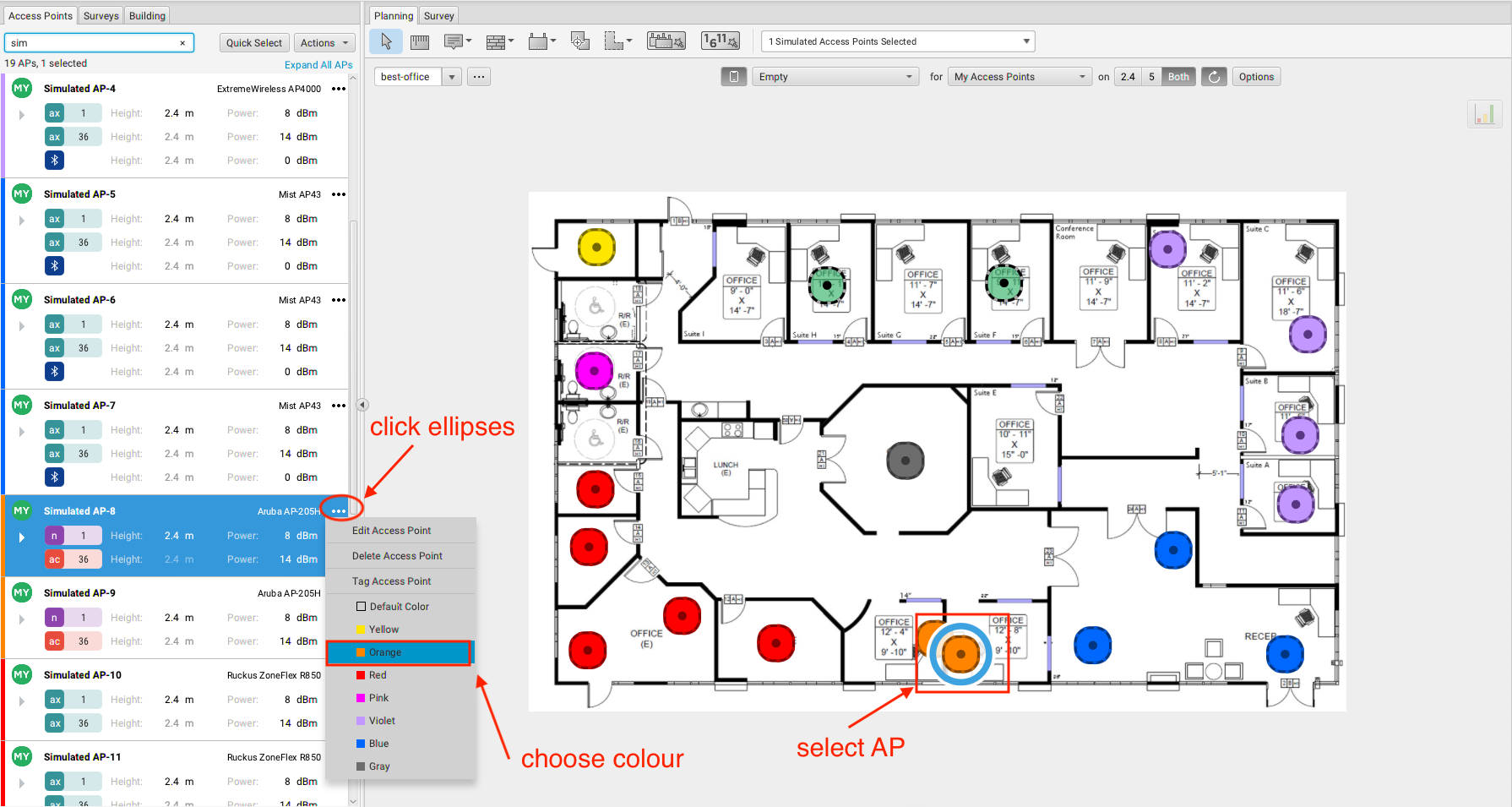AP Colour Icons in Ekahau Visualizations - Wi-Fi Vitae