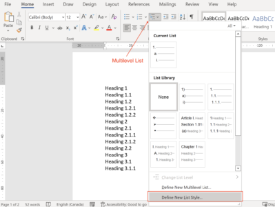 Adding Multilevel Numbers to Headings in Word - Wi-Fi Vitae